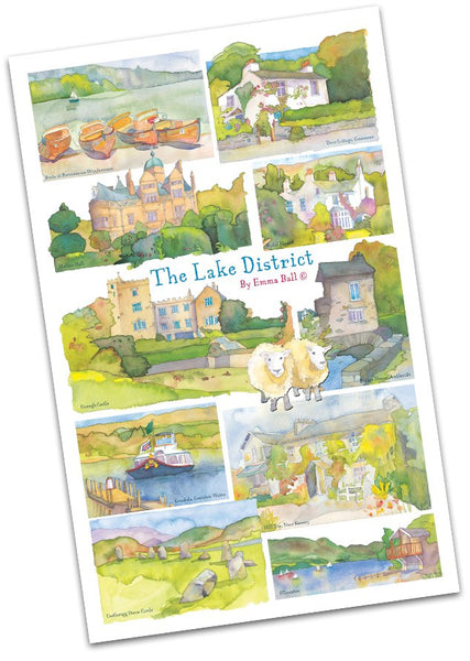 Emma Ball "Lake District", Pure cotton tea towel. UK printed. – Home ...